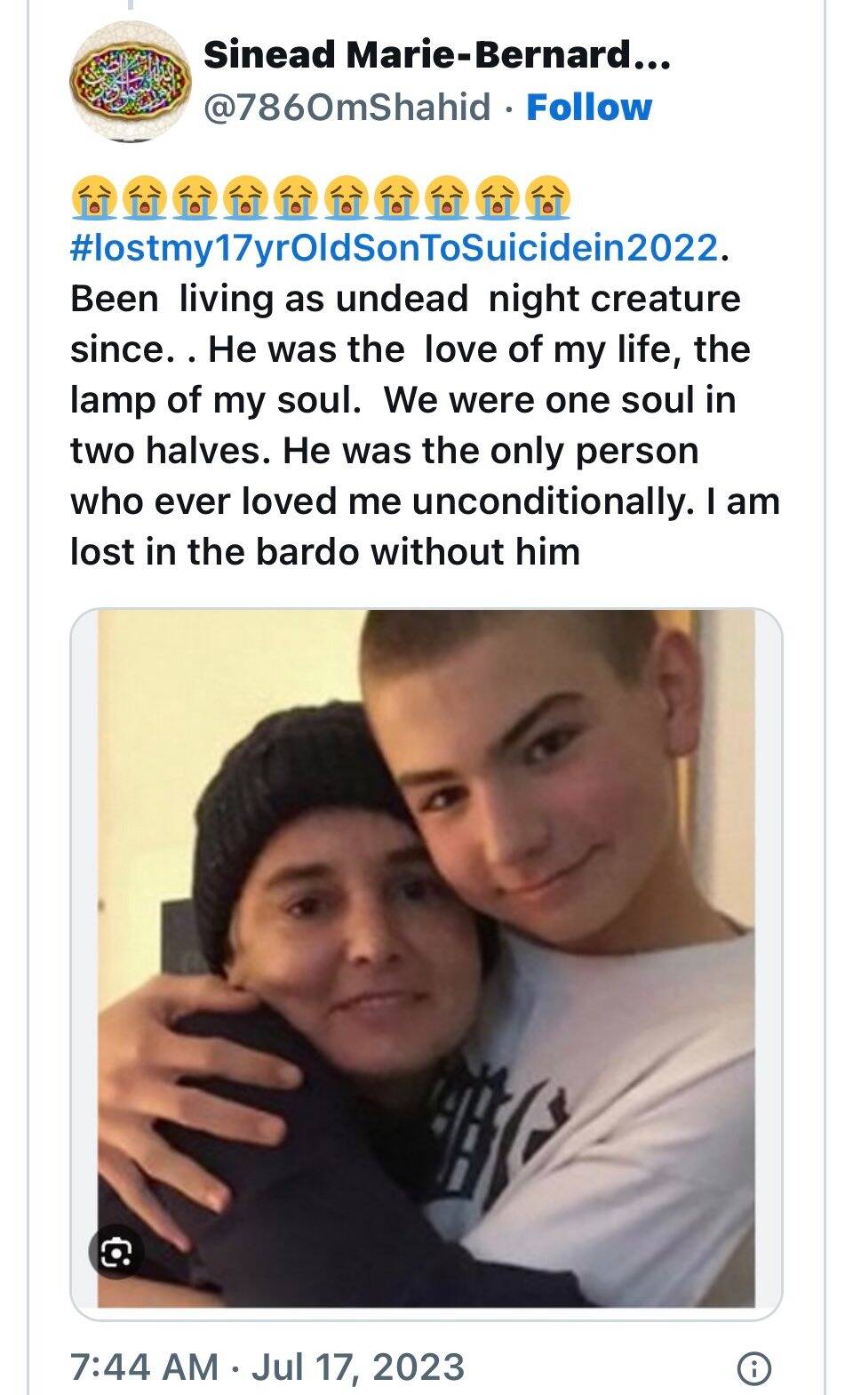 El último tweet de Sinead O'Connor antes de morir