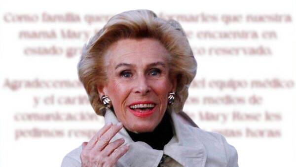 Familia de Mary Rose Mac-Gill confirma su grave estado de salud